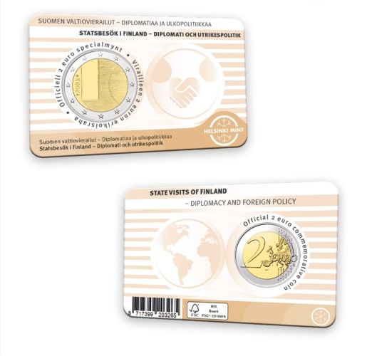 Eurocommemorative | Coincard 2€ Euros Commémorative Finlande 2025 Diplomatie Version SWE
