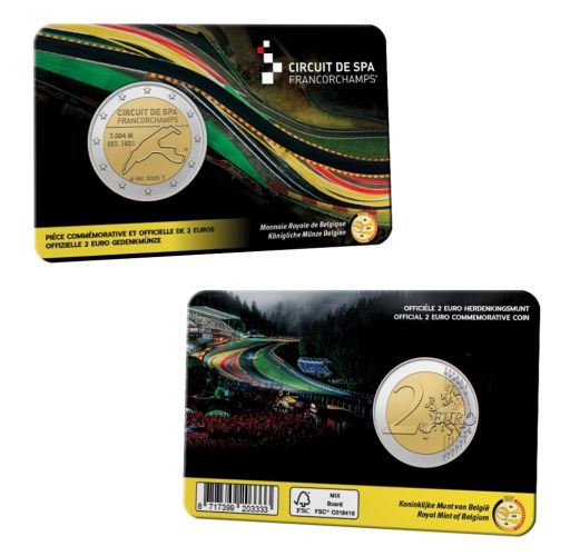 Eurocommemorative | Coincard 2€ Euros Commémorative Belgique 2025 Spa Francorchamps Version FR